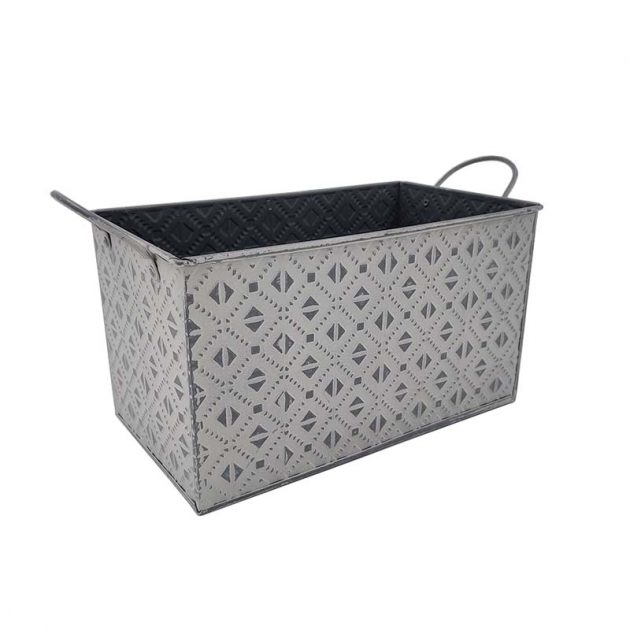 Vaso rectangular com asas - Zinco - Florisul