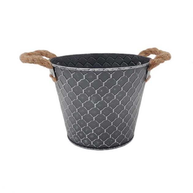 Vaso com asas em corda - Zinco - Florisul